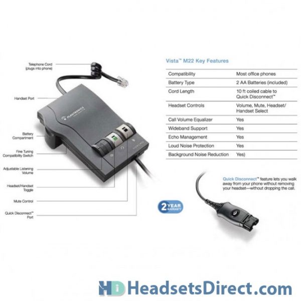 Poly M22 Vista Amplifier | Buy Plantronics M22 43596-64 HP 85T20AA#AC3